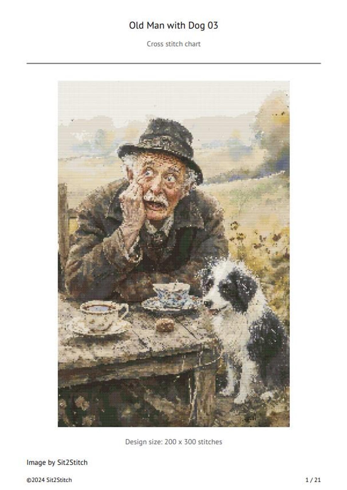 Old Man With Dog Cross Stitch Pattern. Instant PDF Download. 60,000 ...