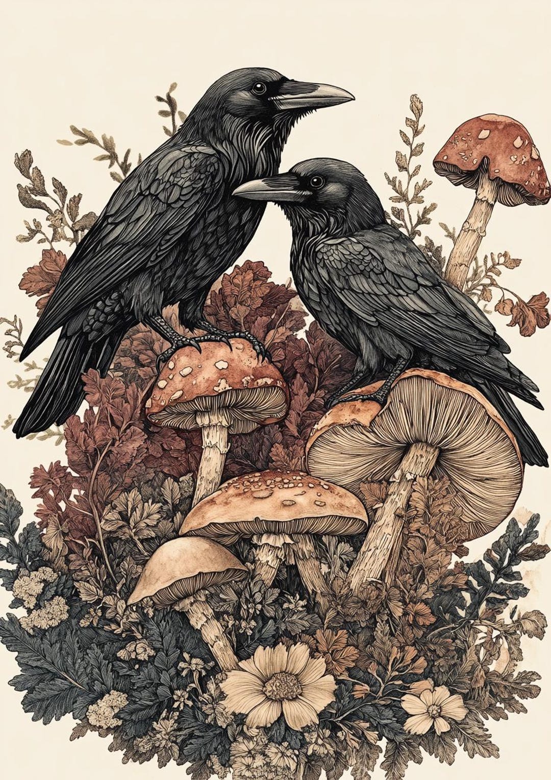 Raven Mushroom Cross Stitch Pattern. Instant PDF Download. 63,600 ...