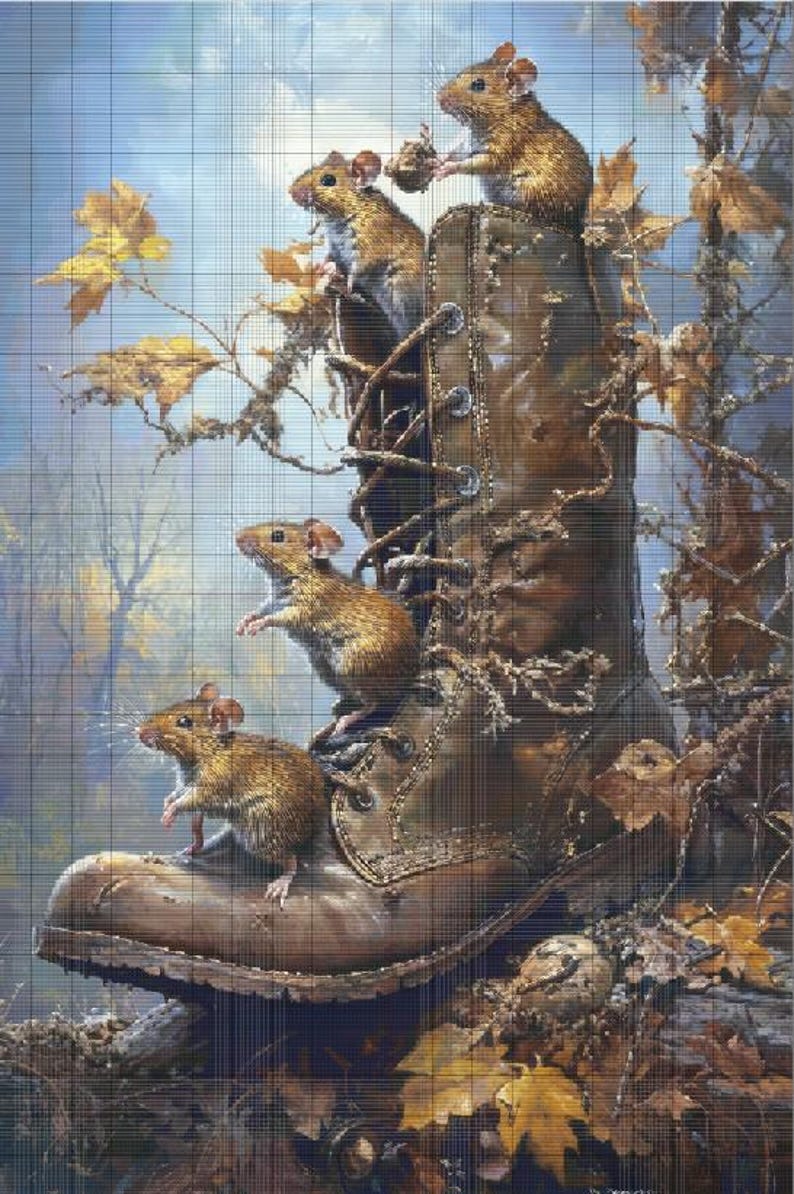 Field Door Mice Old Boot Cross Stitch Pattern. Instant PDF Download ...