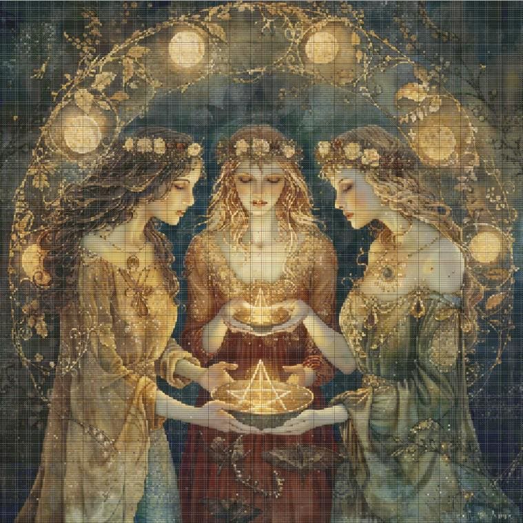 Triple Goddess Pagan Cross Stitch Pattern. Instant PDF Download. 62,500 ...