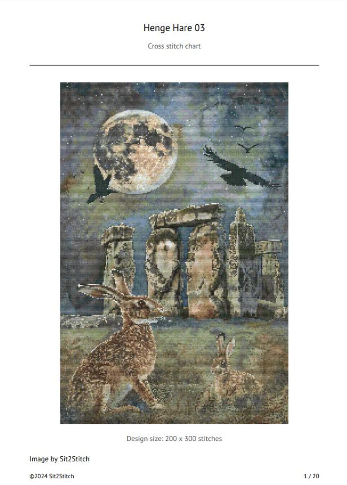 Henge Hare Cross Stitch Pattern. Instant PDF Download. 60.000 Stitches ...