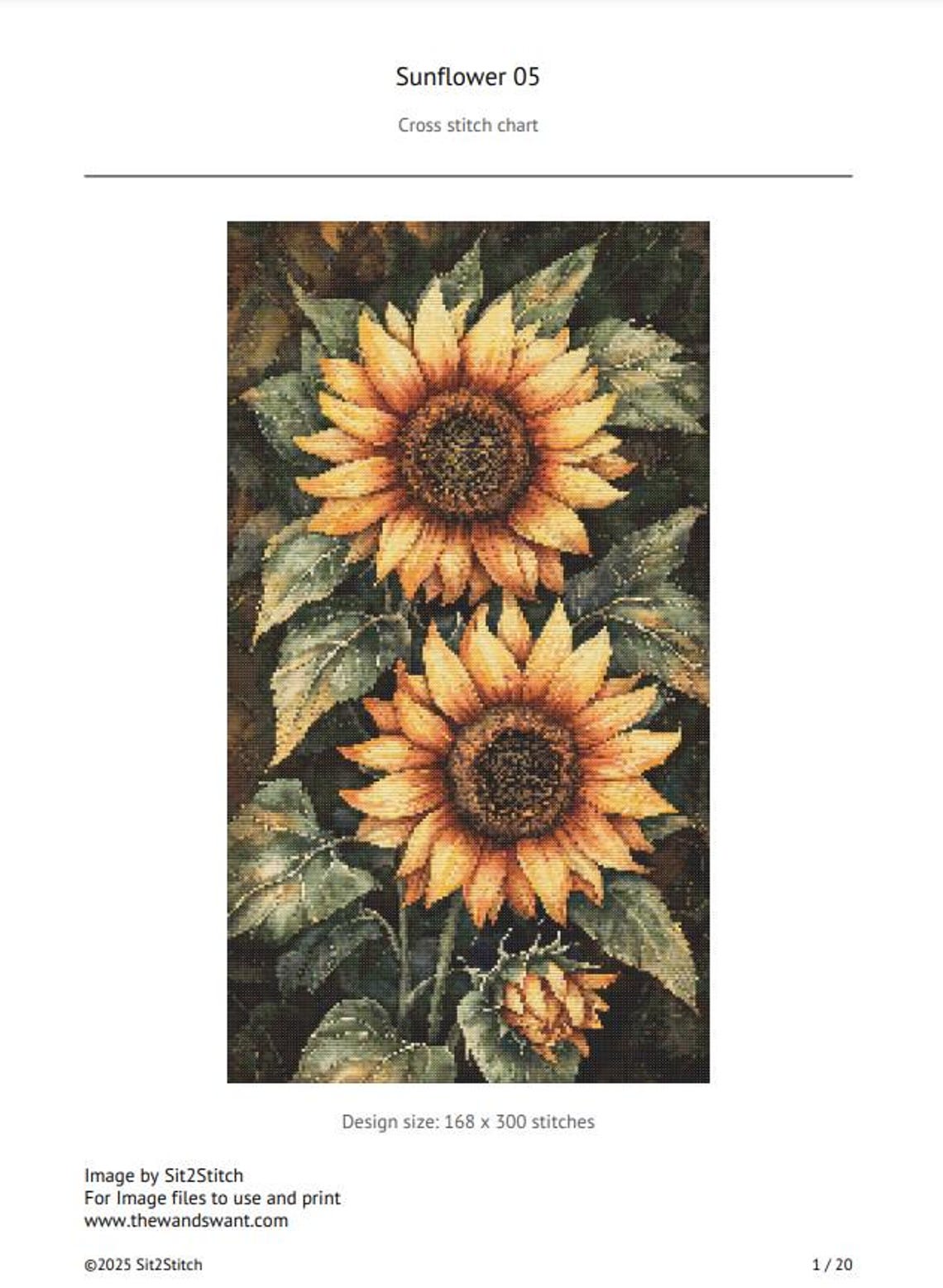 Sunflower Sun Flower Cross Stitch Pattern. Instant PDF Download. 50,400 ...
