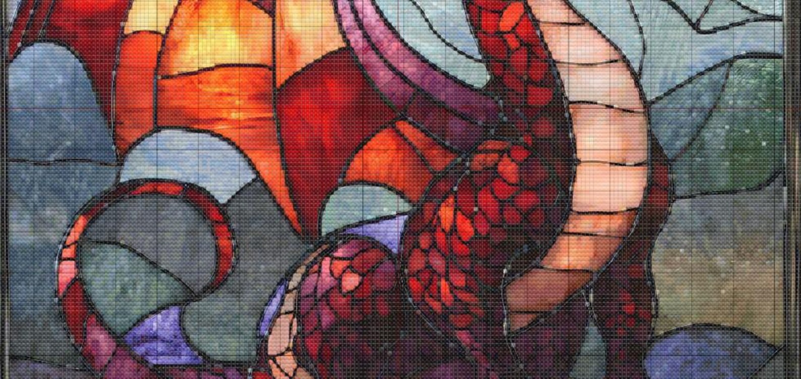 Dragon Stained Glass Cross Stitch Pattern - PDF Download - Instant ...