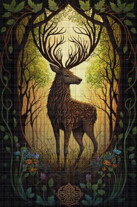 Stag Tile 03 Cross Stitch Pattern. Digital PDF Download. 60,000 ...