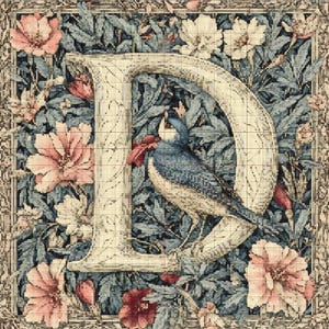 Letter D Cross Stitch Pattern: William Morris Style (PDF Download) - Etsy