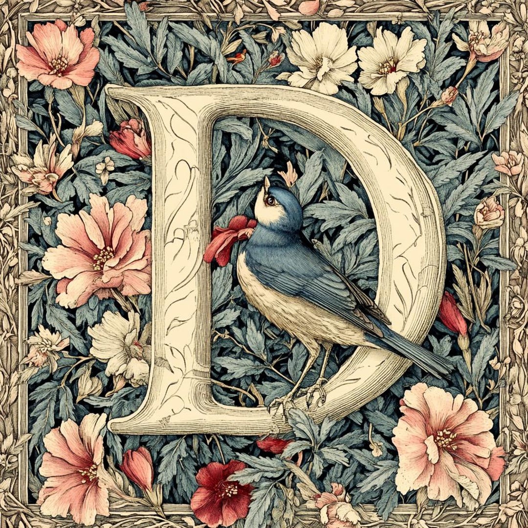 Letter D Cross Stitch Pattern: William Morris Style (PDF Download) - Etsy