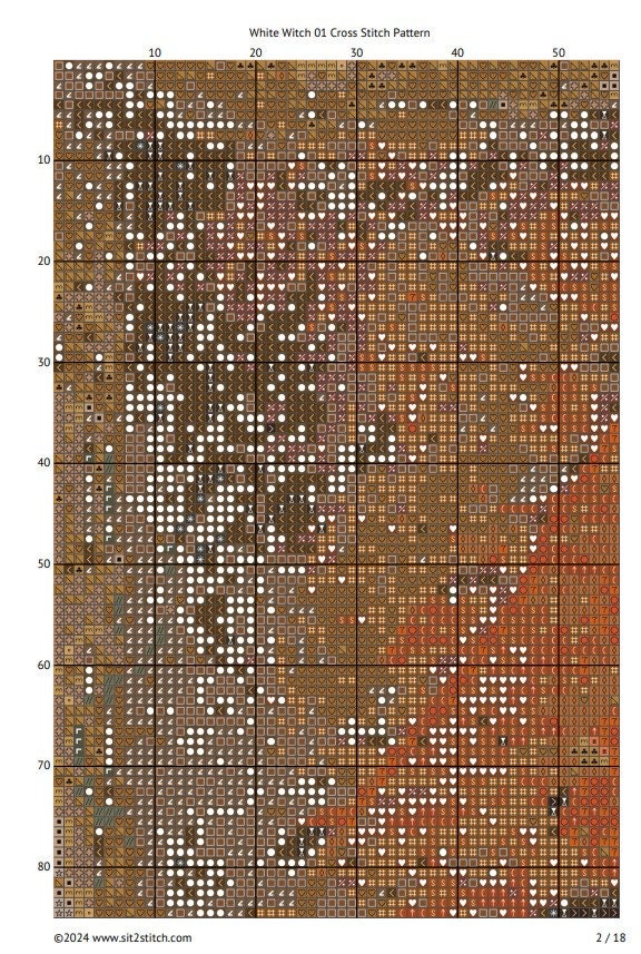 White Witch 01 Cross Stitch Pattern. Digital PDF Download. 60,000 ...