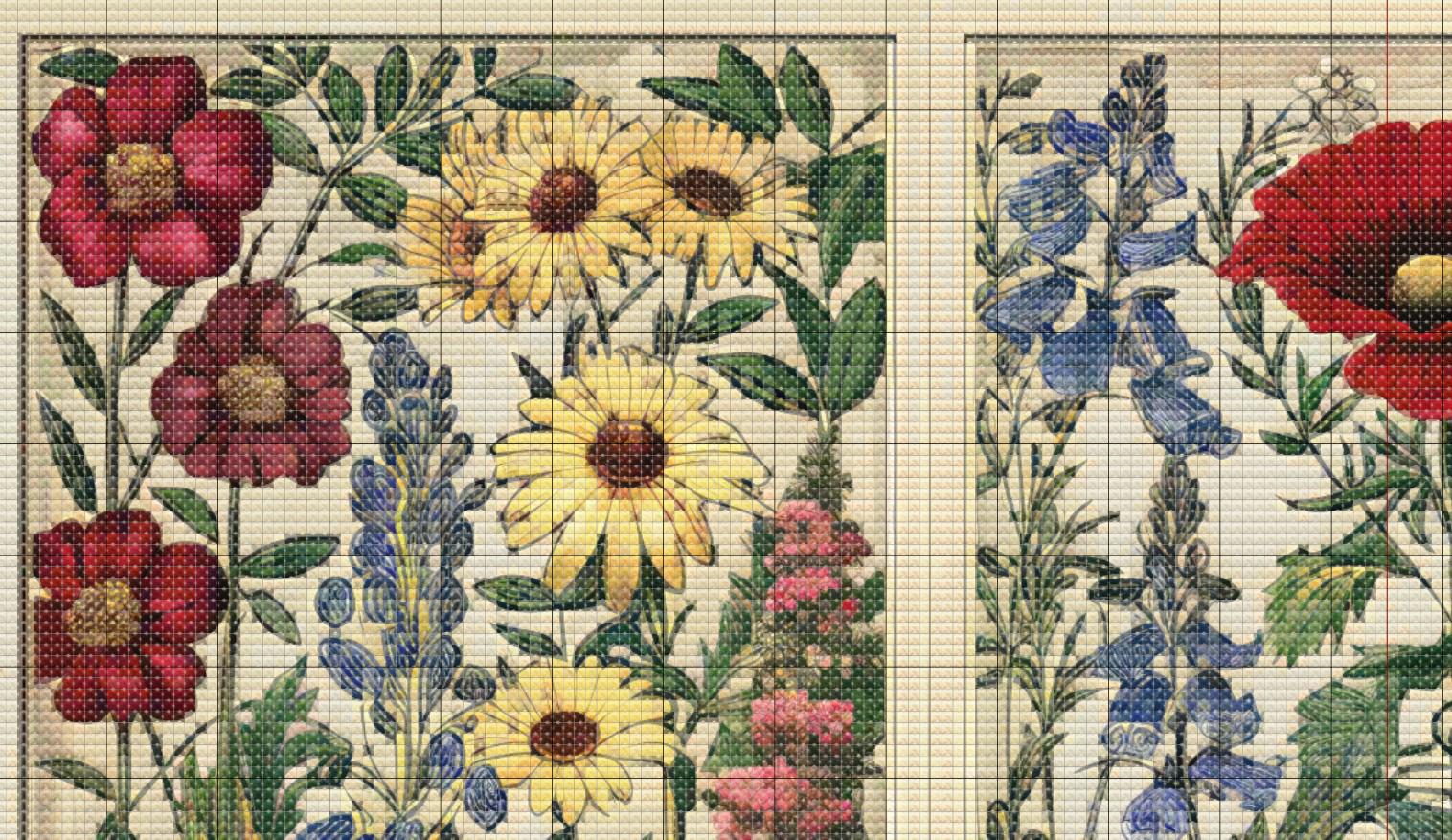 Vintage Botanical Columns Floral Cross Stitch Pattern. Instant PDF ...