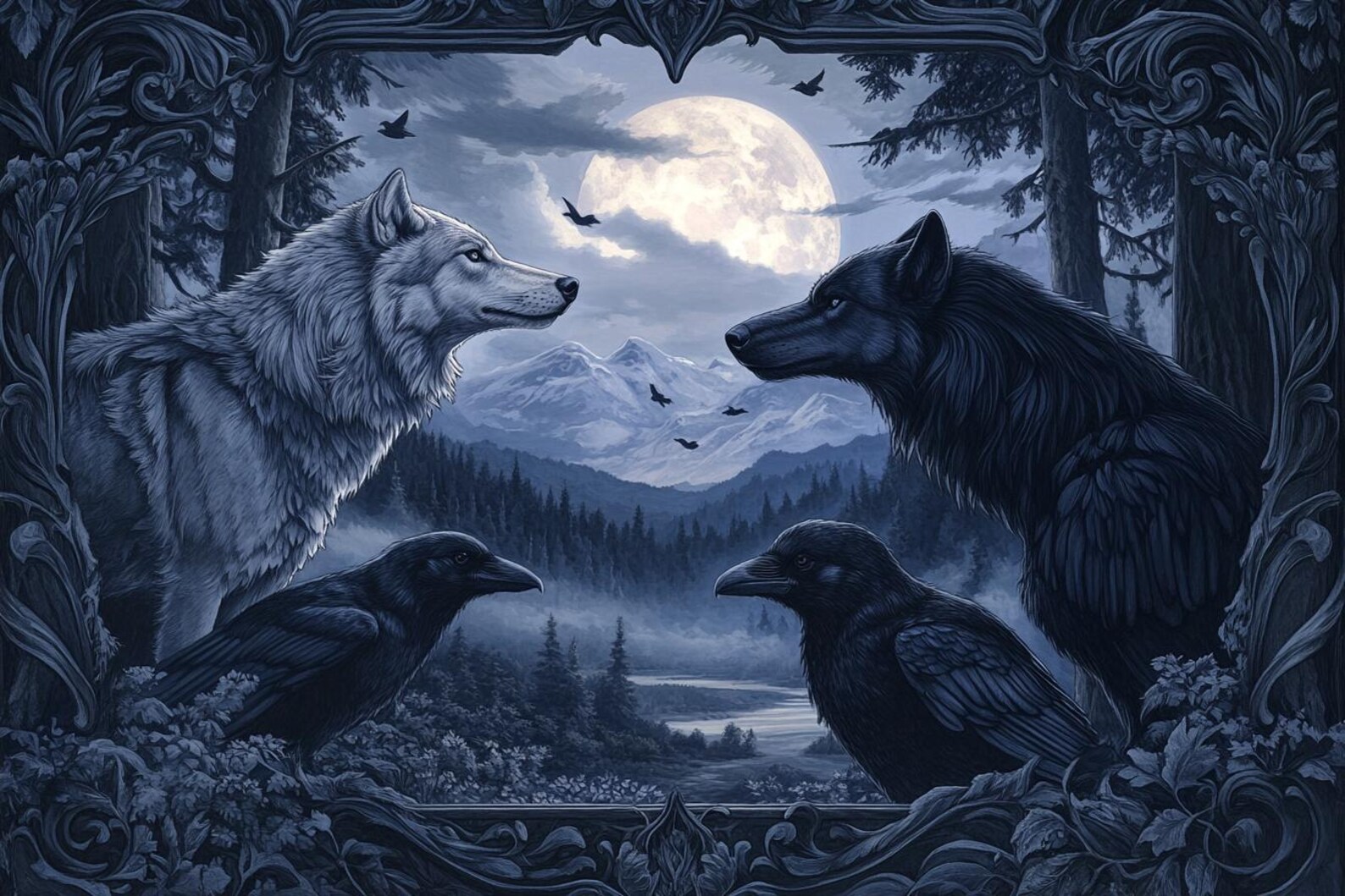 Crows and Wolves Cross Stitch Pattern. Instant PDF Download. 60k ...