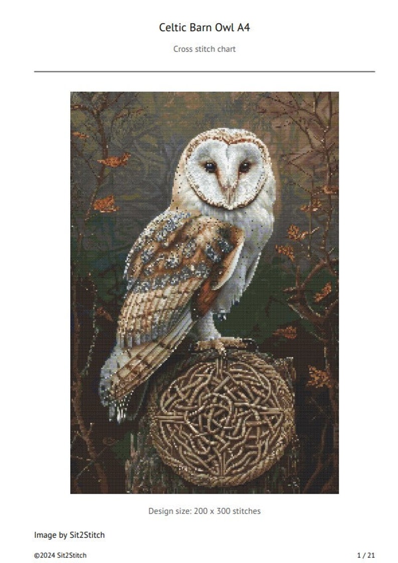 Celtic Barn Owl Cross Stitch Pattern. Digital PDF Download. 60,000 ...