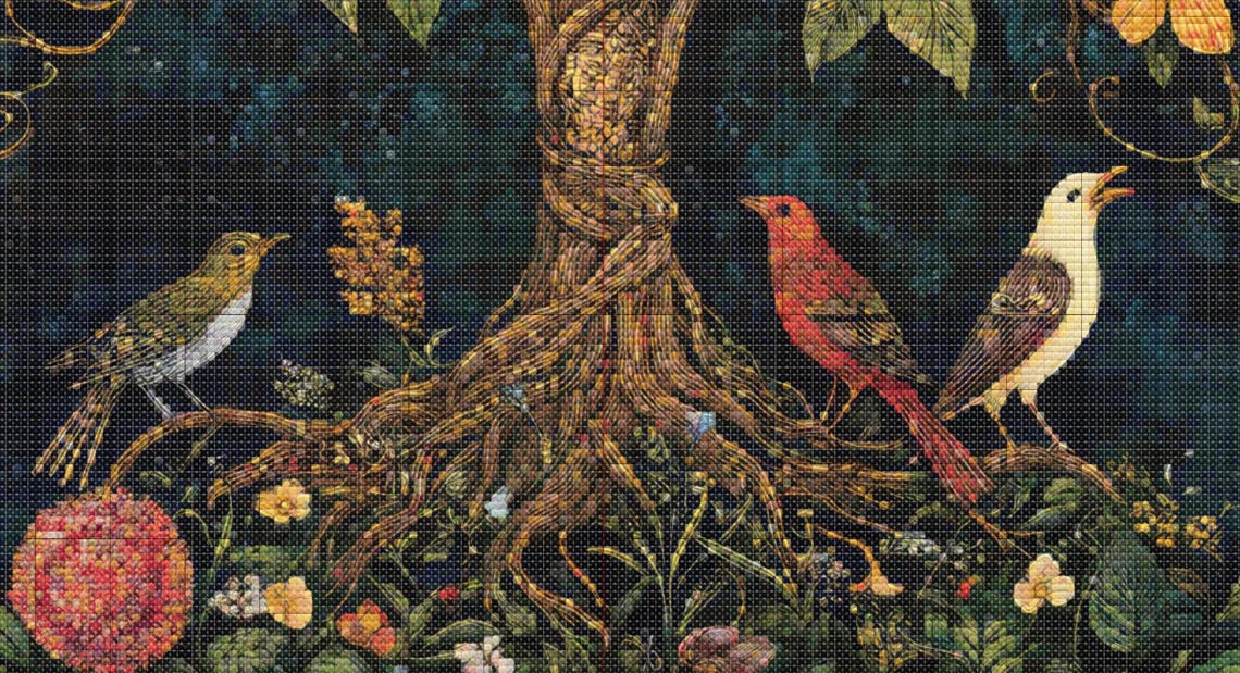 Bird Tree of Life Cross Stitch Pattern. Instant PDF Download. 63,600 ...