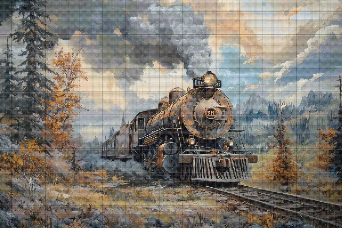 Steam Train Cross Stitch Pattern. Instant PDF Download. 60k Stitches ...