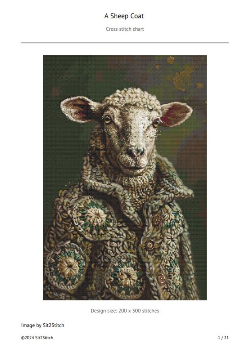 Sheep Coat 01 Cross Stitch Pattern. Digital PDF Download. 60,000 ...