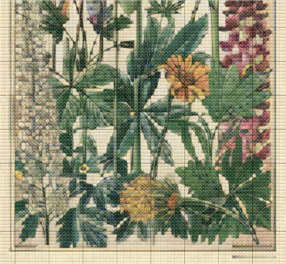 Vintage Botanical Columns Floral Cross Stitch Pattern. Instant PDF ...