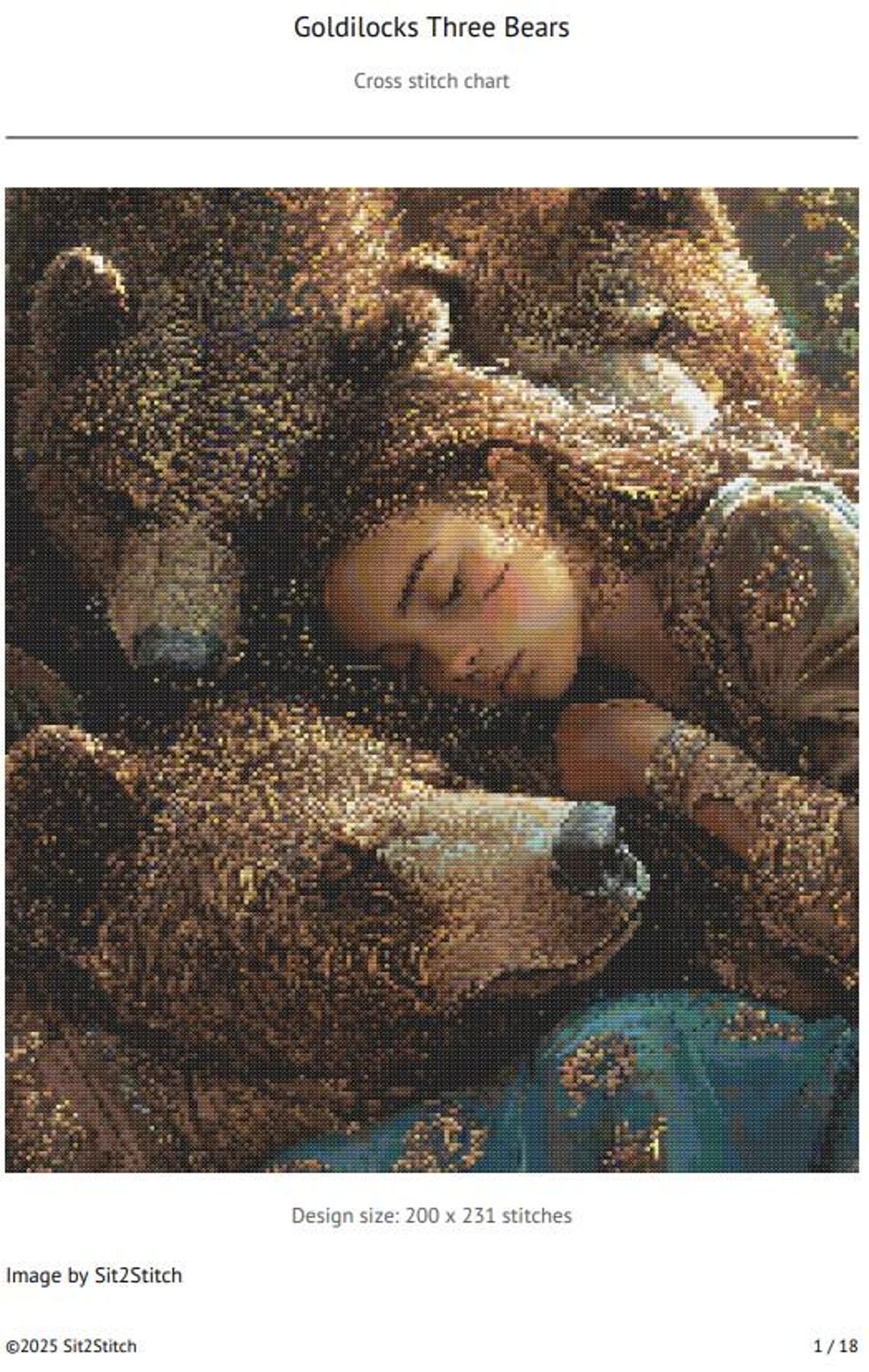 Goldilocks Three Bears Cross Stitch Pattern. Instant PDF Download ...