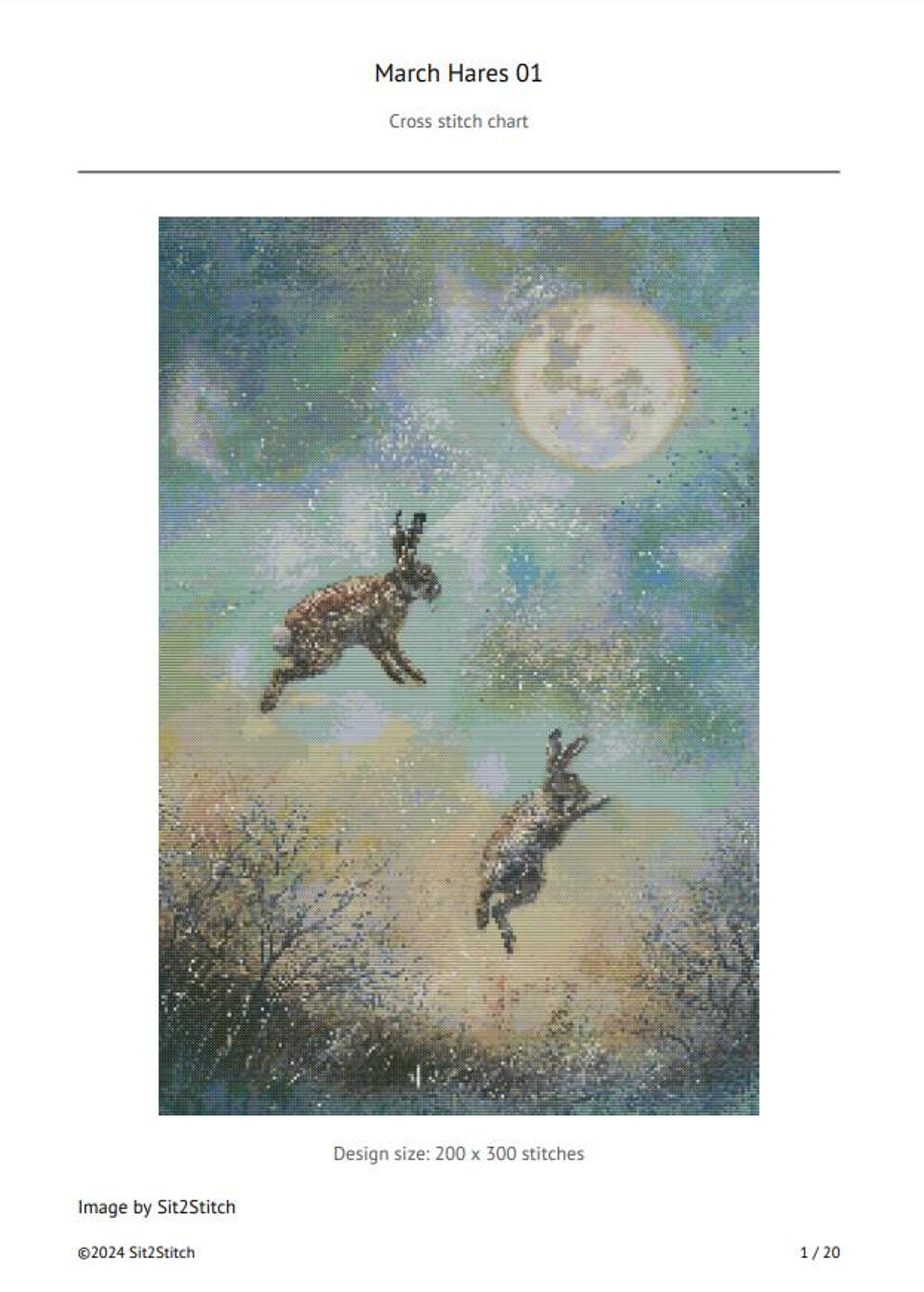 March Hares Cross Stitch Pattern. Instant PDF Download. 60,000 Stitches ...