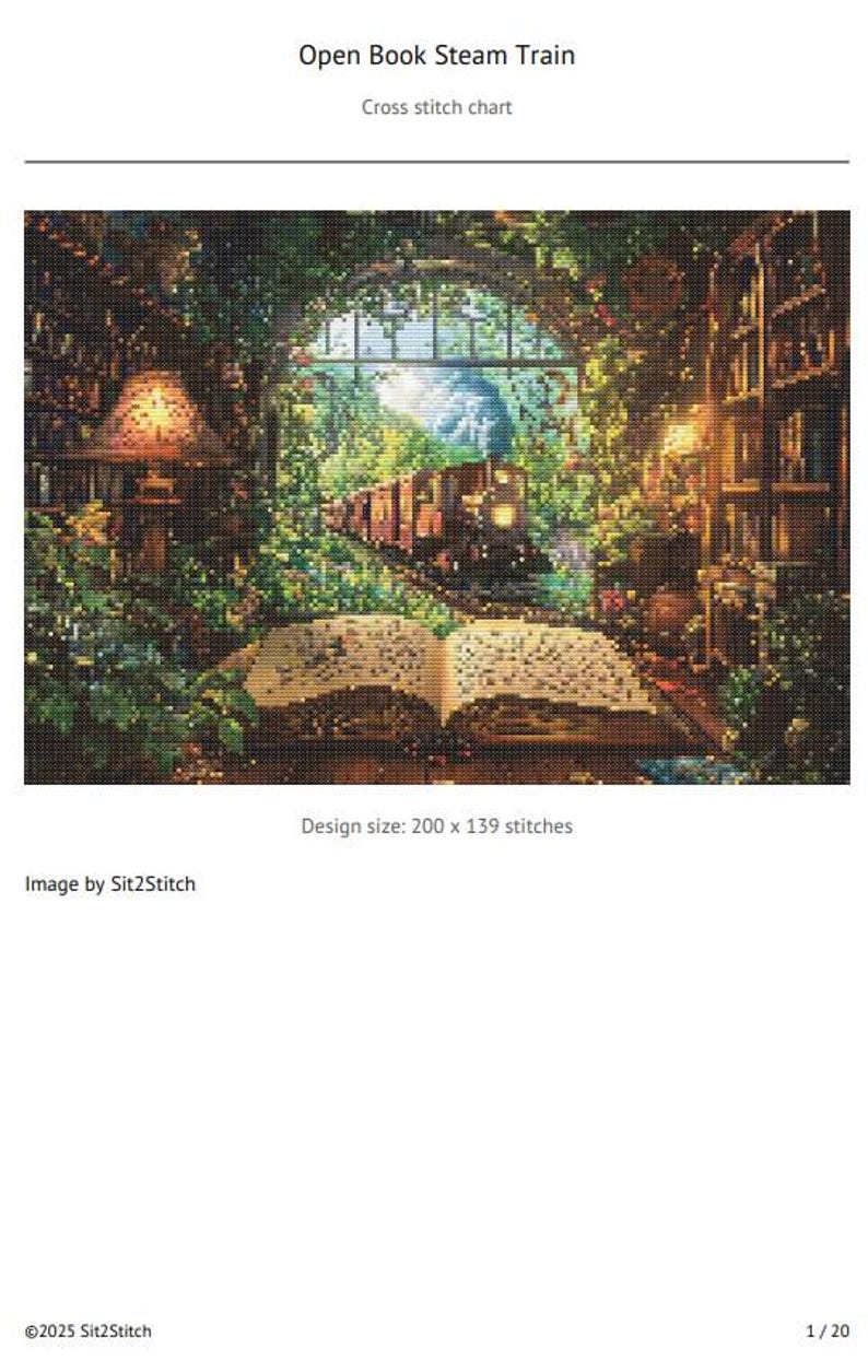 Open Book Steam Train Cross Stitch Pattern. Instant PDF Download ...