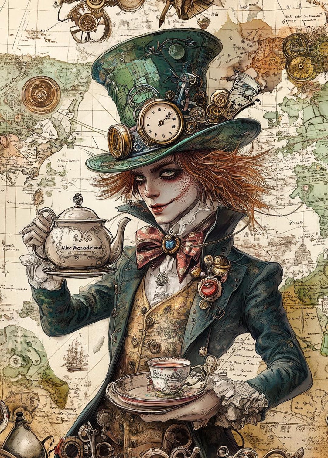 Mad Hatter Alice in Wonderland Cross Stitch Pattern. Instant PDF ...