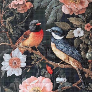 Baroque Nature Birds Cross Stitch Pattern. Instant PDF Download. 60k ...
