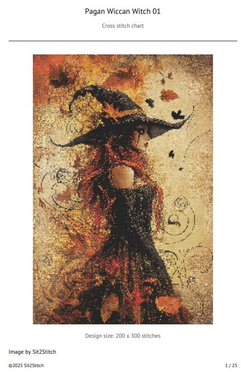 Pagan Wiccan Witch Cross Stitch Pattern. Instant PDF Download. 60k ...