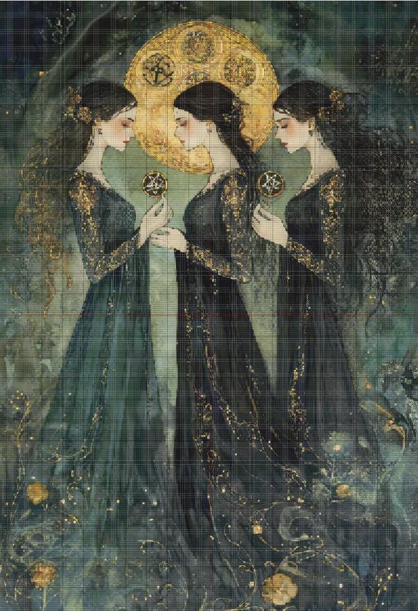 Triple Goddess Cross Stitch Pattern. Instant PDF Download. 60k Stitches ...