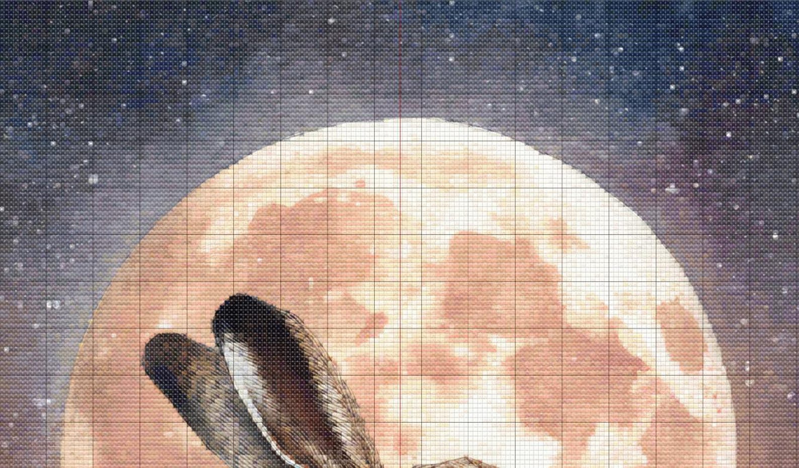 Moon Gazing Hare in Heather Cross Stitch Pattern. Instant PDF Download ...