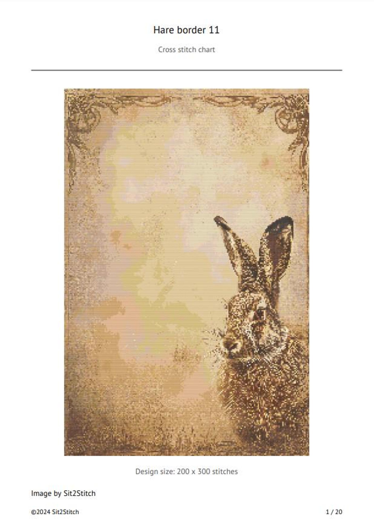 Hare Border Cross Stitch Pattern. Instant PDF Download. 60k Stitches ...
