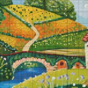 English Countryside Cross Stitch Pattern. Large 300x200. Instant PDF ...