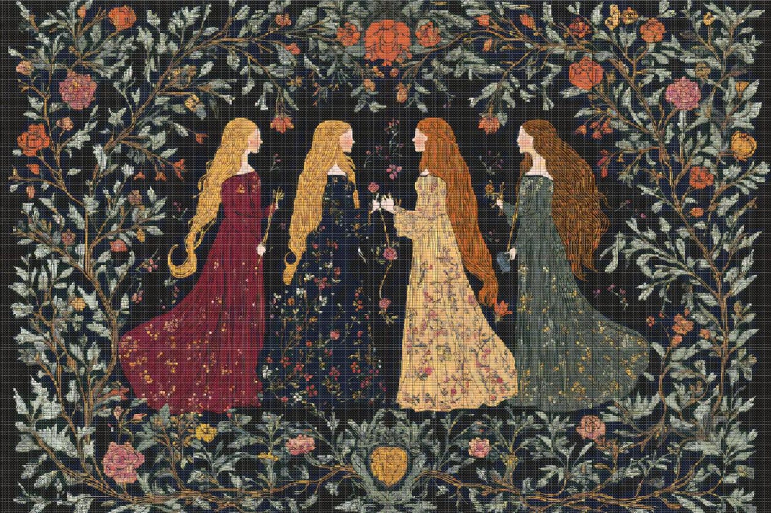 Medieval Ladies Cross Stitch Pattern. Instant PDF Download. 60k ...