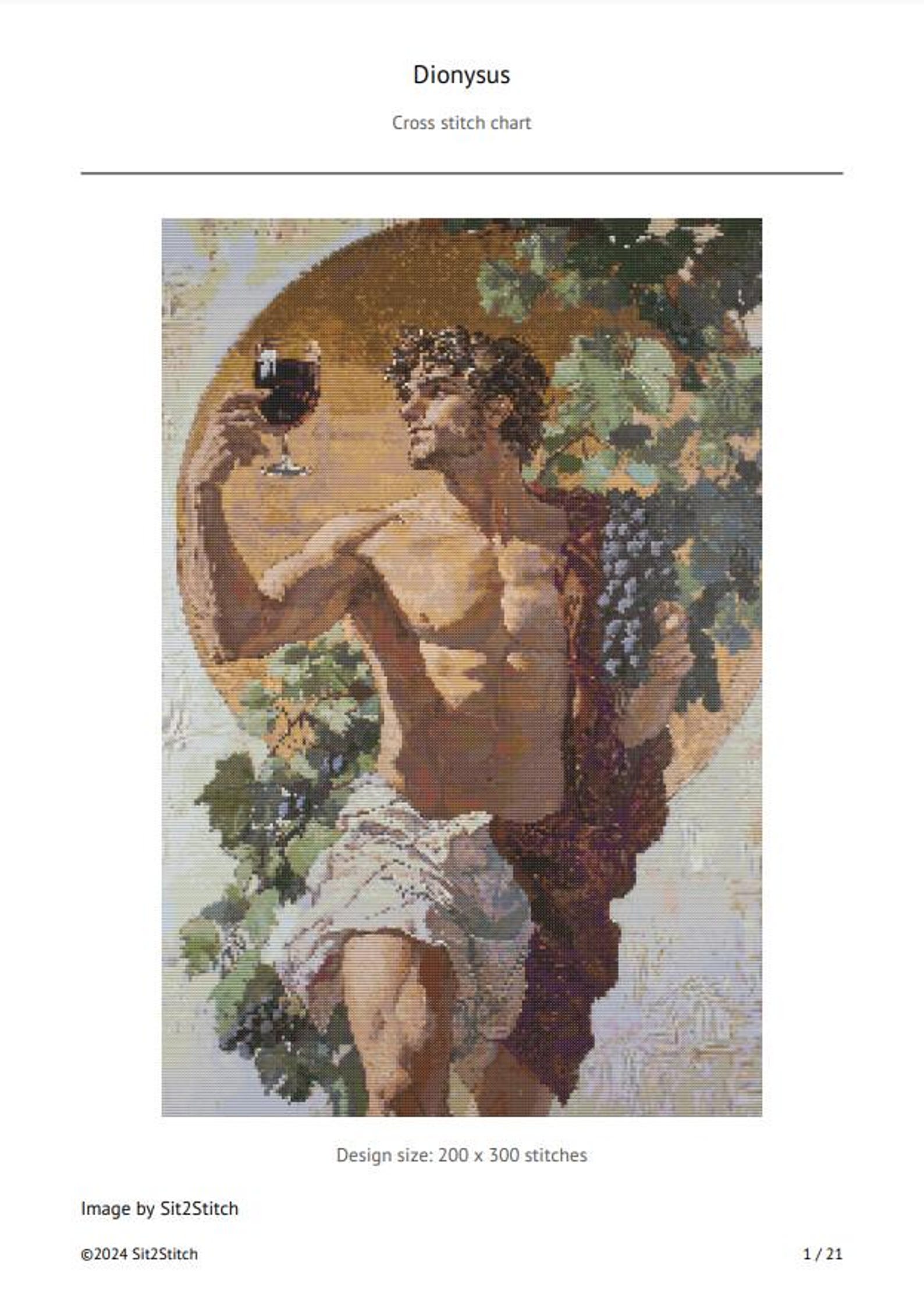 Dionysus Cross Stitch Pattern. Instant PDF Download. 60k Stitches - Etsy