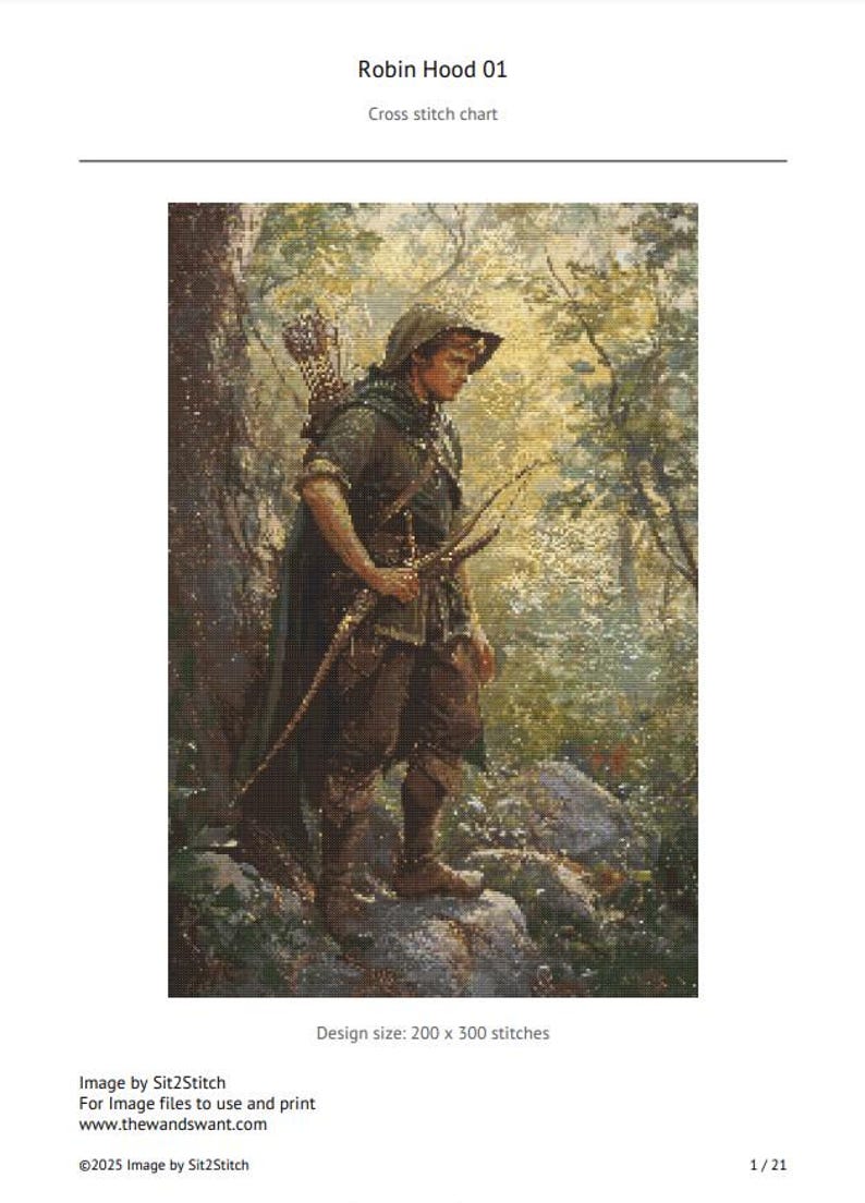 Robin Hood Cross Stitch Pattern. Instant PDF Download. 60k Stitches. - Etsy