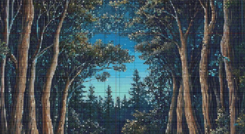 Moonlit Forest Path Cross Stitch Pattern. Embroidery, Needlepoint ...