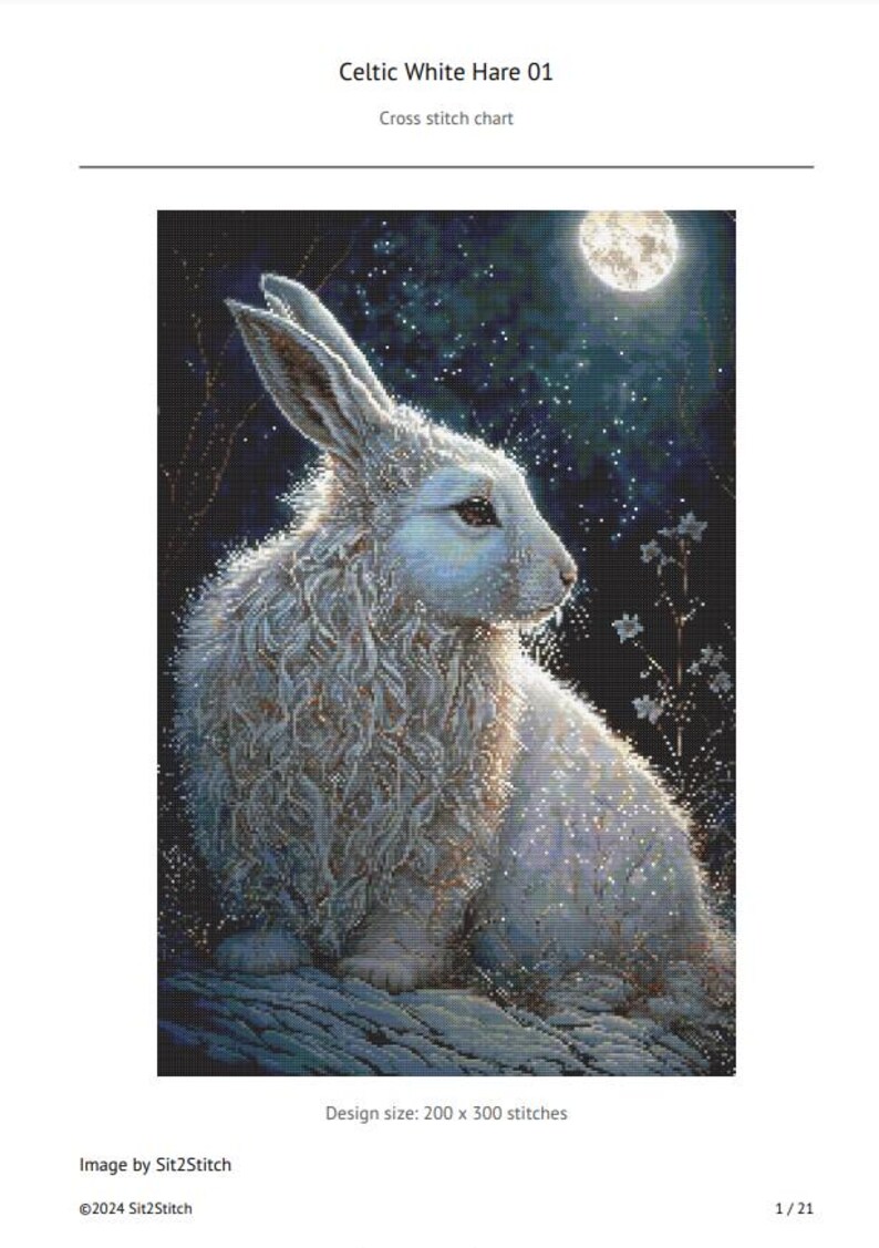 Celtic White Hare Cross Stitch Pattern. Instant PDF Download. 60k ...