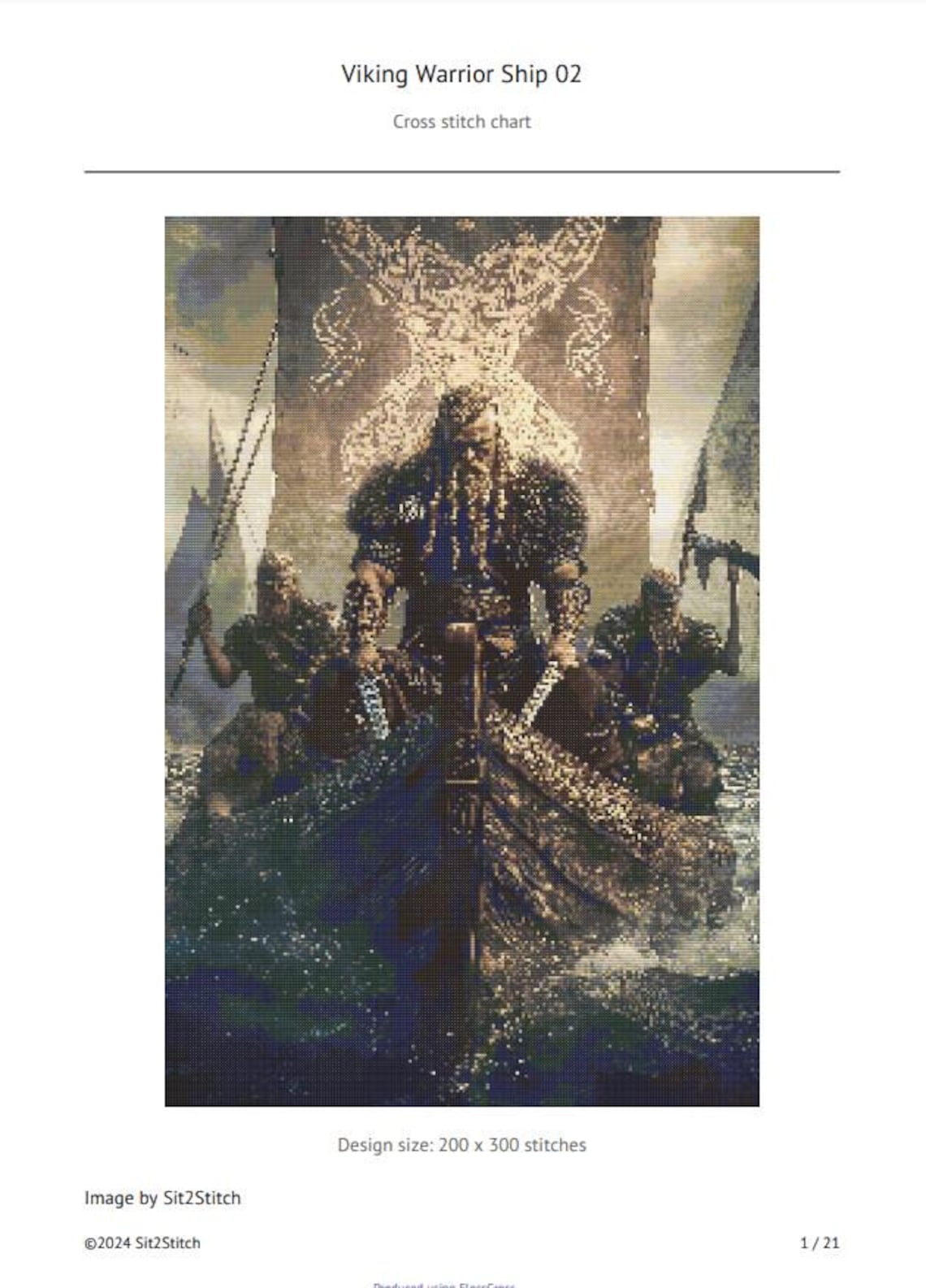 Viking Warrior Ship Cross Stitch Pattern. Instant PDF Download. 60 ...