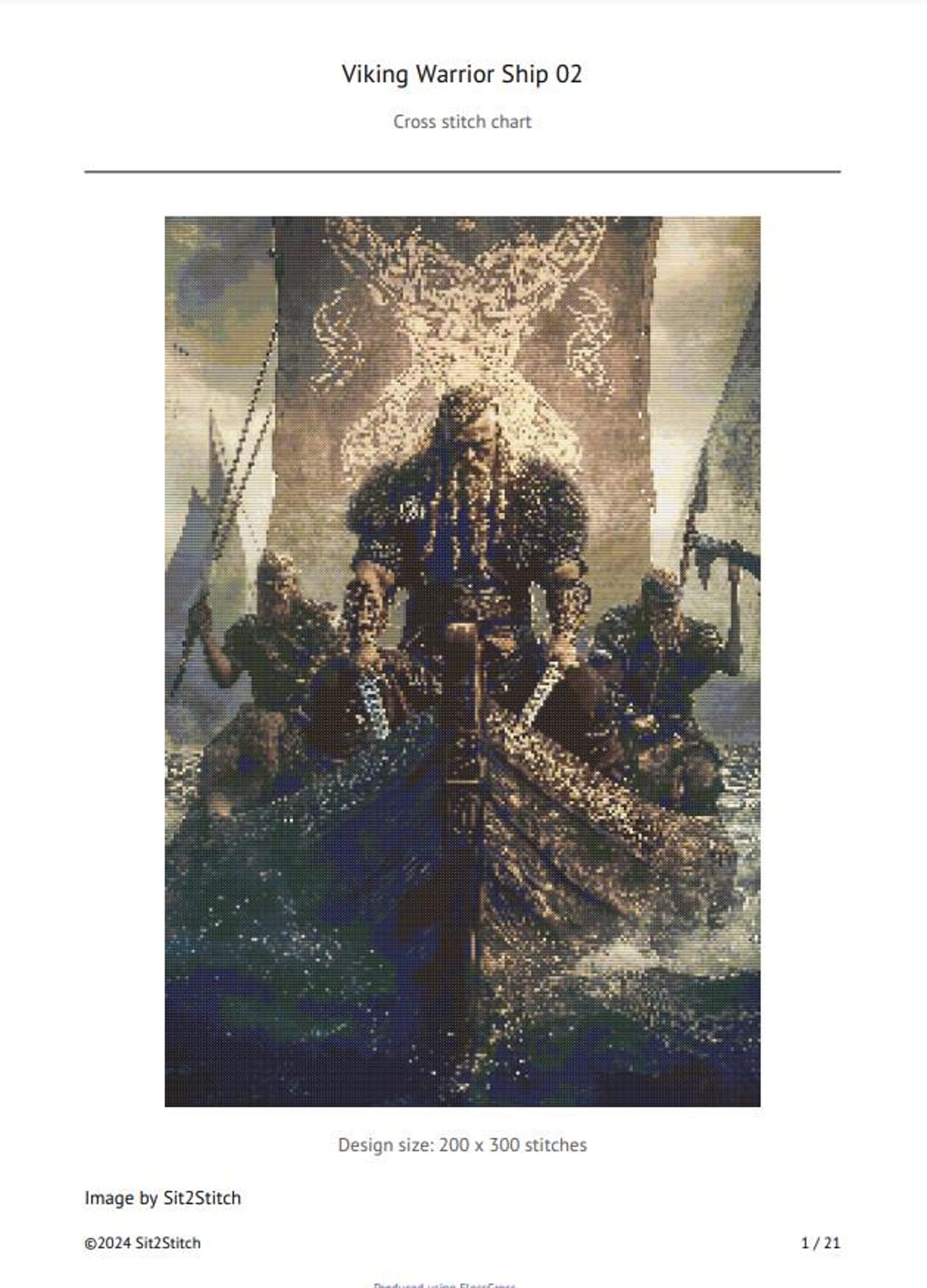 Viking Warrior Ship Cross Stitch Pattern. Instant PDF Download. 60 ...