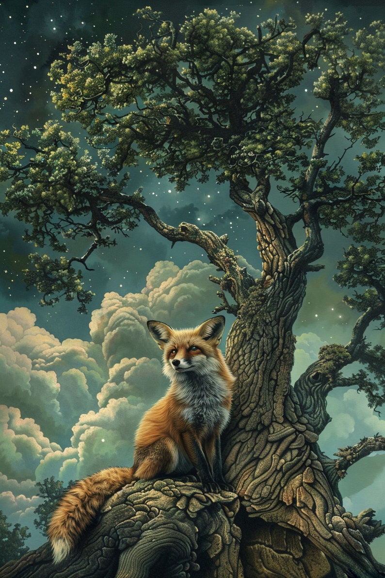 Fox Under a Tree Cross Stitch Pattern. Digital PDF Download. 60,000 ...