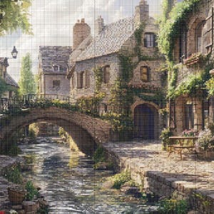 French Village Bridge Cross Stitch Pattern. Instant PDF Download ...