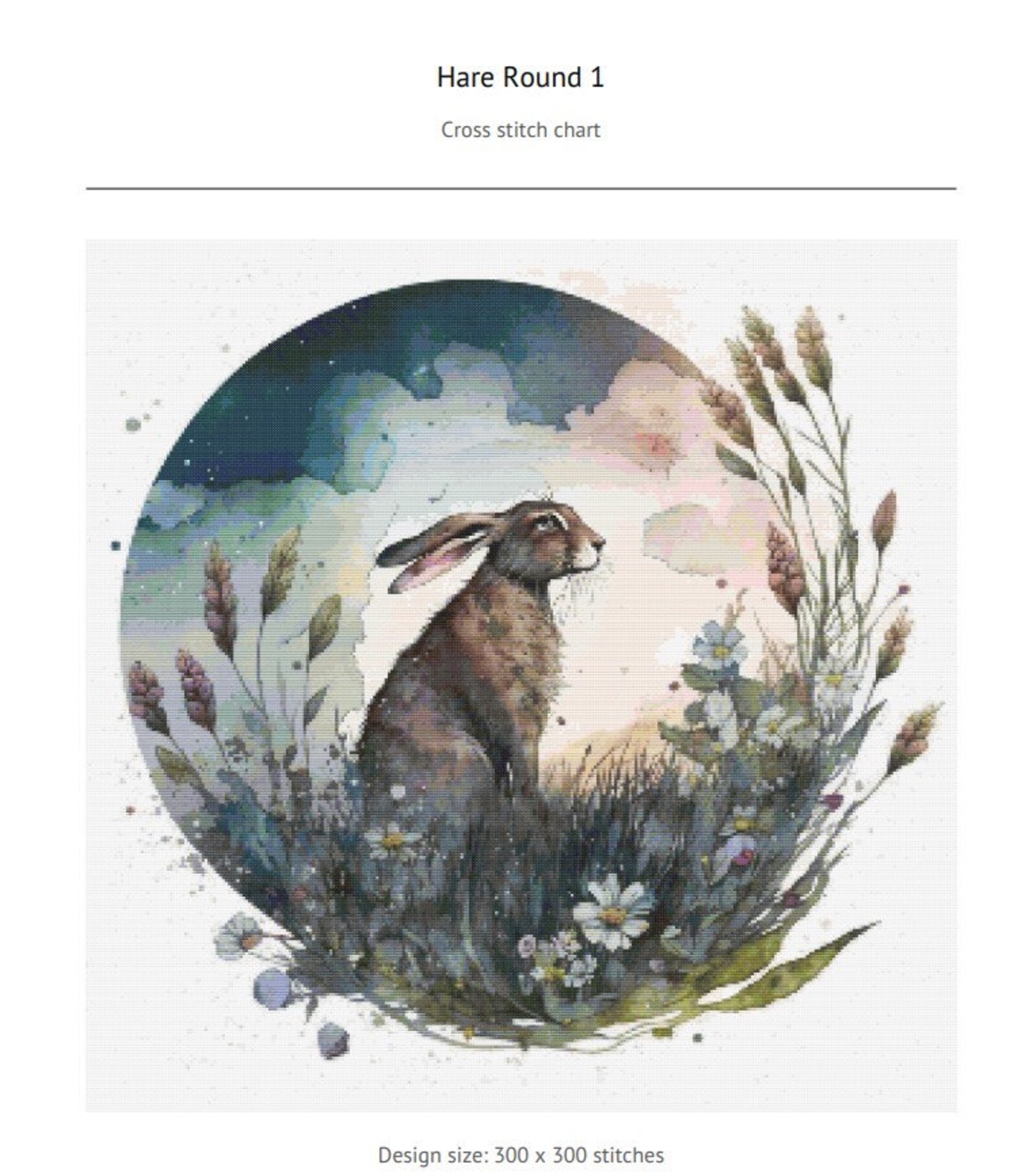 Hare Round 1 Cross Stitch Pattern. Digital PDF Download. 73,441 ...