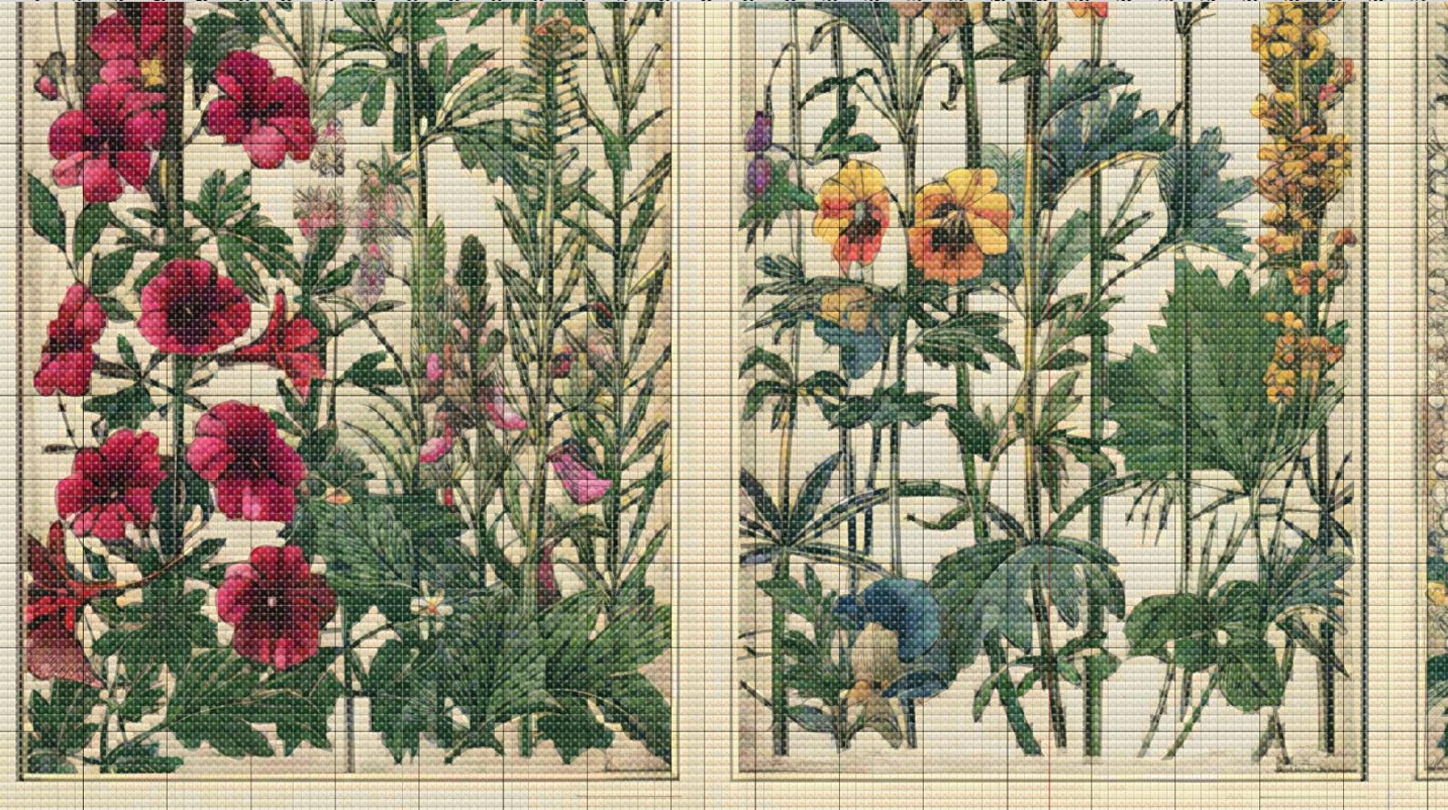 Vintage Botanical Columns Floral Cross Stitch Pattern. Instant PDF ...