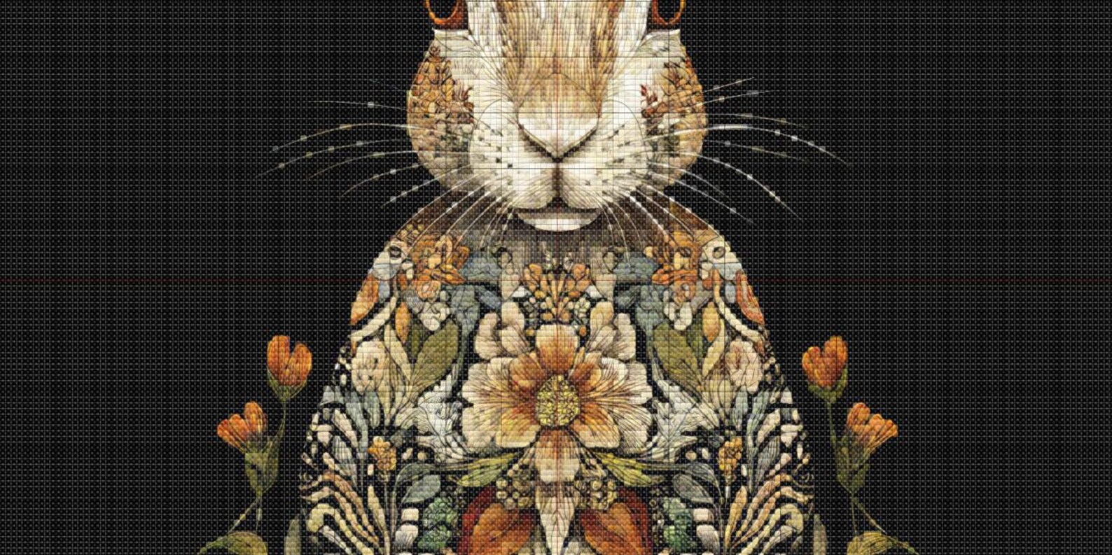 Floral Hare Cross Stitch Pattern. Instant PDF Download. 60k Stitches ...