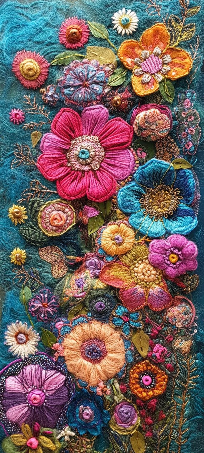 Floral Cross Stitch Pattern: Colorful Flowers, Tall Design (PDF ...
