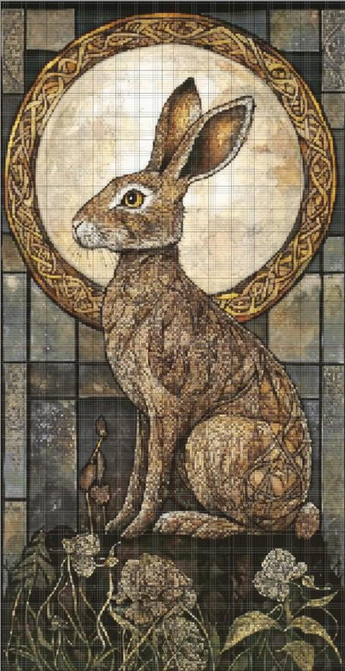 Moon Gazing Hare Cross Stitch Pattern. Digital PDF Download. 45,000 ...