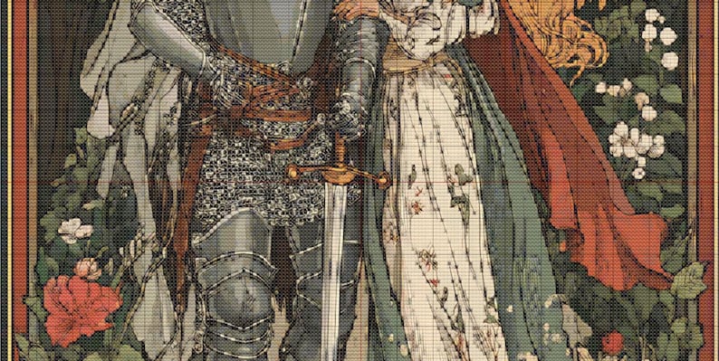 Lady and the Knight Cross Stitch Pattern. Instant PDF Download. 60k ...