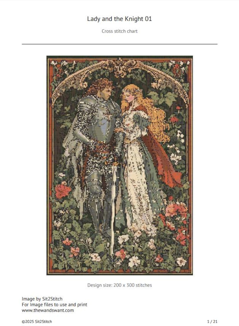 Lady and the Knight Cross Stitch Pattern. Instant PDF Download. 60k ...