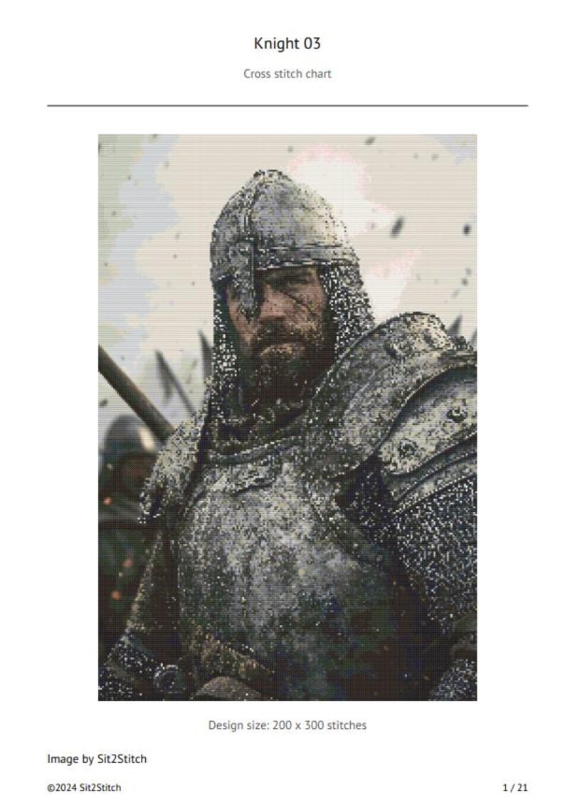 Medieval Knight Cross Stitch Pattern. Instant Download. PDF Download ...