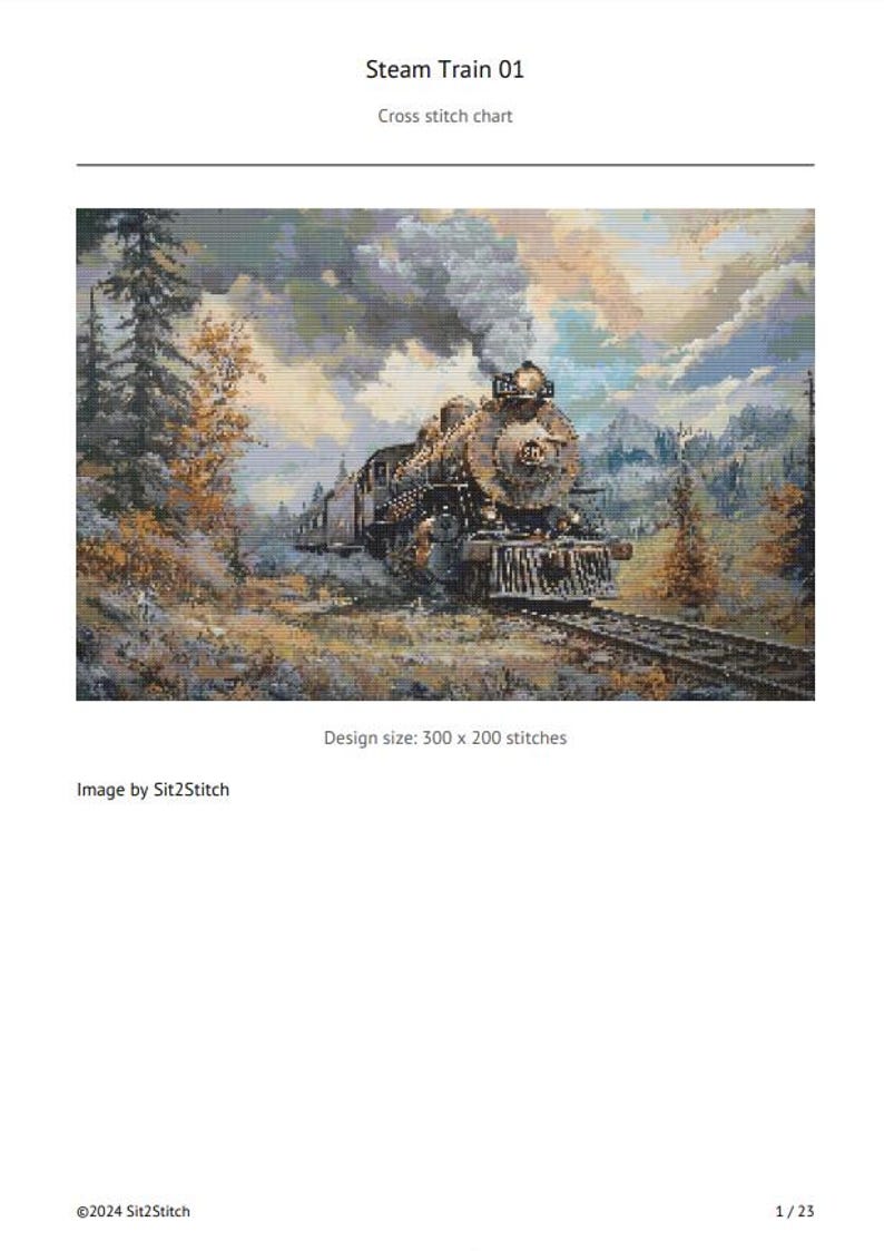 Steam Train Cross Stitch Pattern. Instant PDF Download. 60k Stitches ...