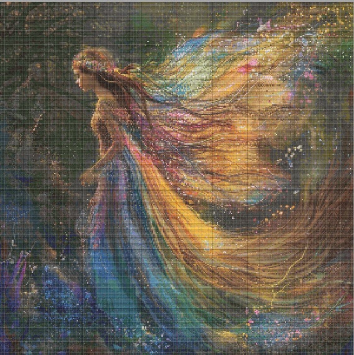 Fae 06 Cross Stitch Pattern: Colorful Fairy Portrait (PDF Download) - Etsy