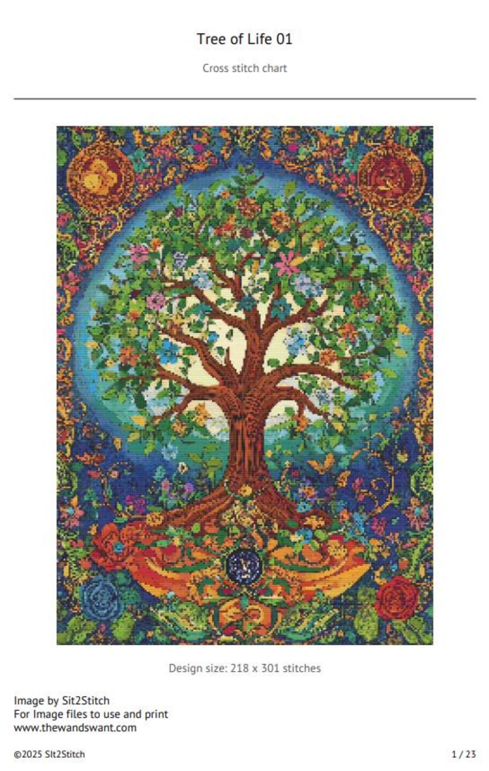 Tree of Life Cross Stitch Pattern. Instant PDF Download. 65,618 ...