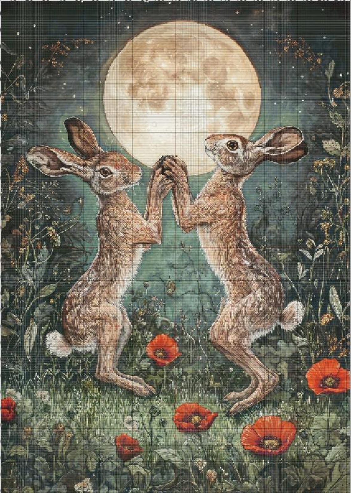 March Boxing Hares Cross Stitch Pattern. Instant PDF Download. 63,600 ...