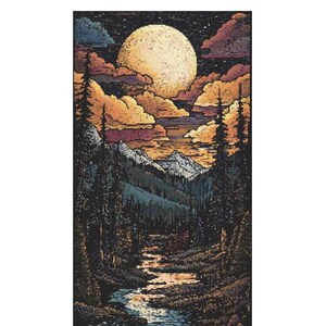 Forest Landscape Cross Stitch Pattern. Instant PDF Download. 50,400 ...